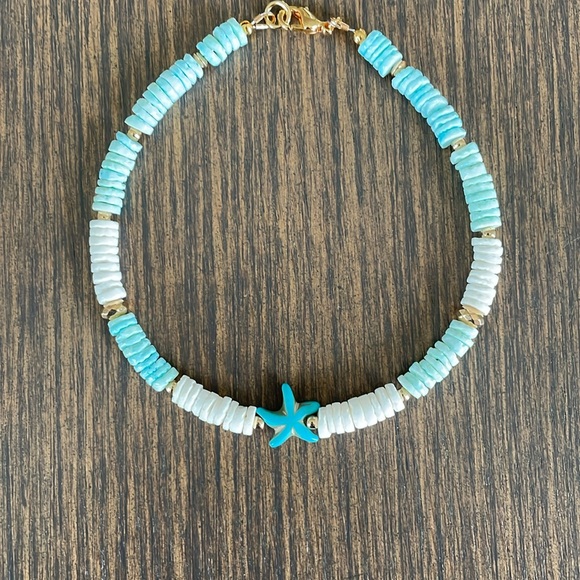 Hand Crafted | Jewelry | Anklet Hand Crafted Light Blue White Natural ...